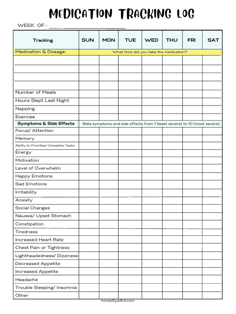 ADHD Medication Tracking Log | PDF
