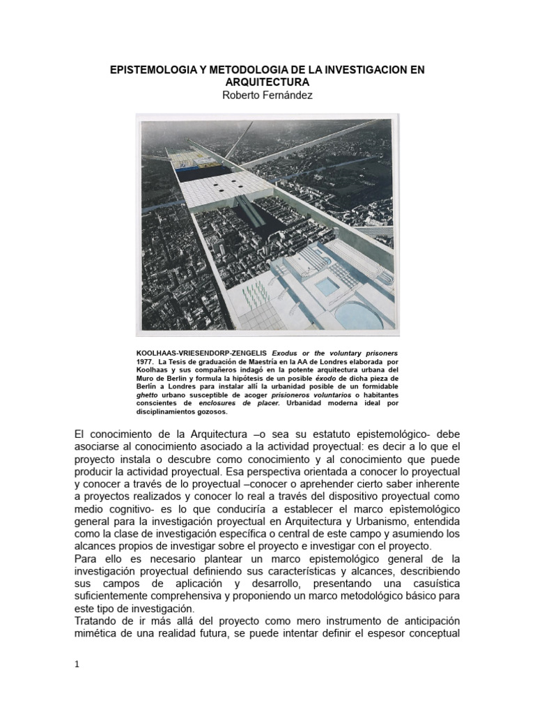Sti1 B Fernández Epistemologia y Metodologia de La Investigacion en Arquitectura | PDF