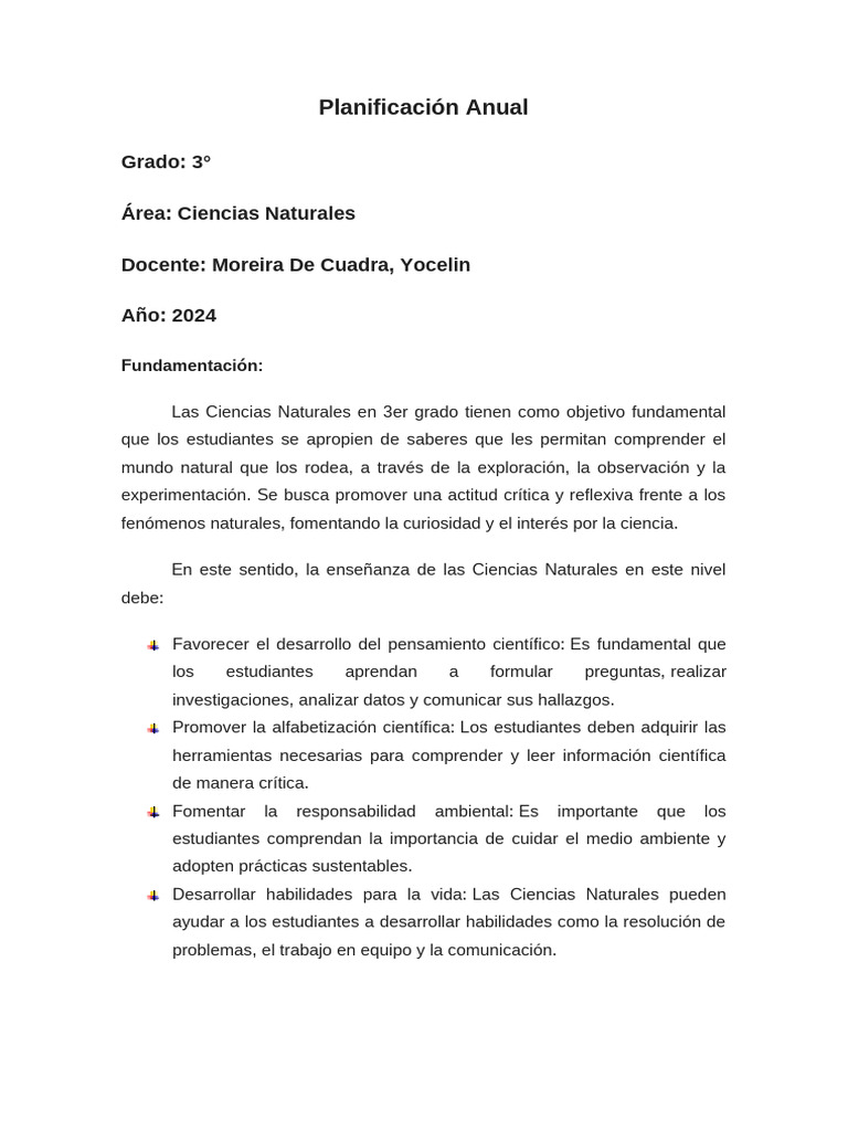 Planificación Anual 3ero Ciencias Naturales Pdf 1289