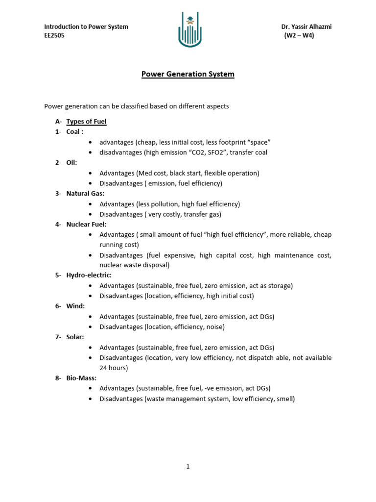 Lec5 - Power Generation System | PDF