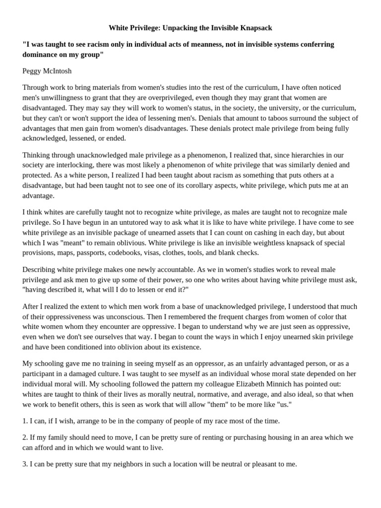 White Privilege Article | PDF