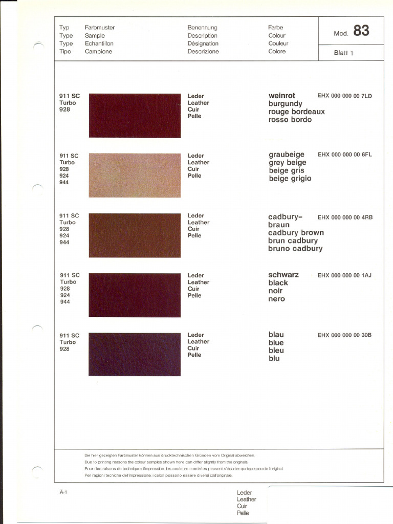 911 G (1983) - Color Charts Equipment Samples | PDF