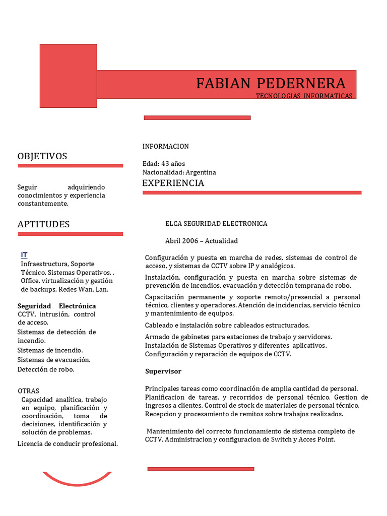 CV Fabian Pedernera - Elca | PDF