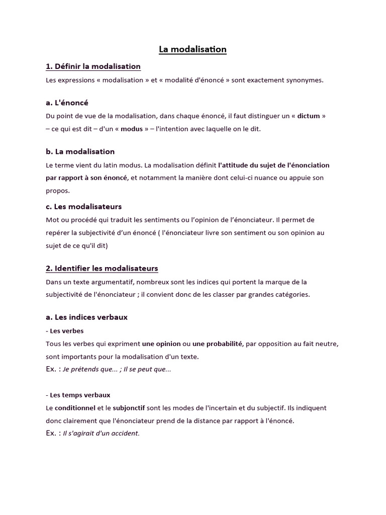 La Modalisation - Leçon | PDF
