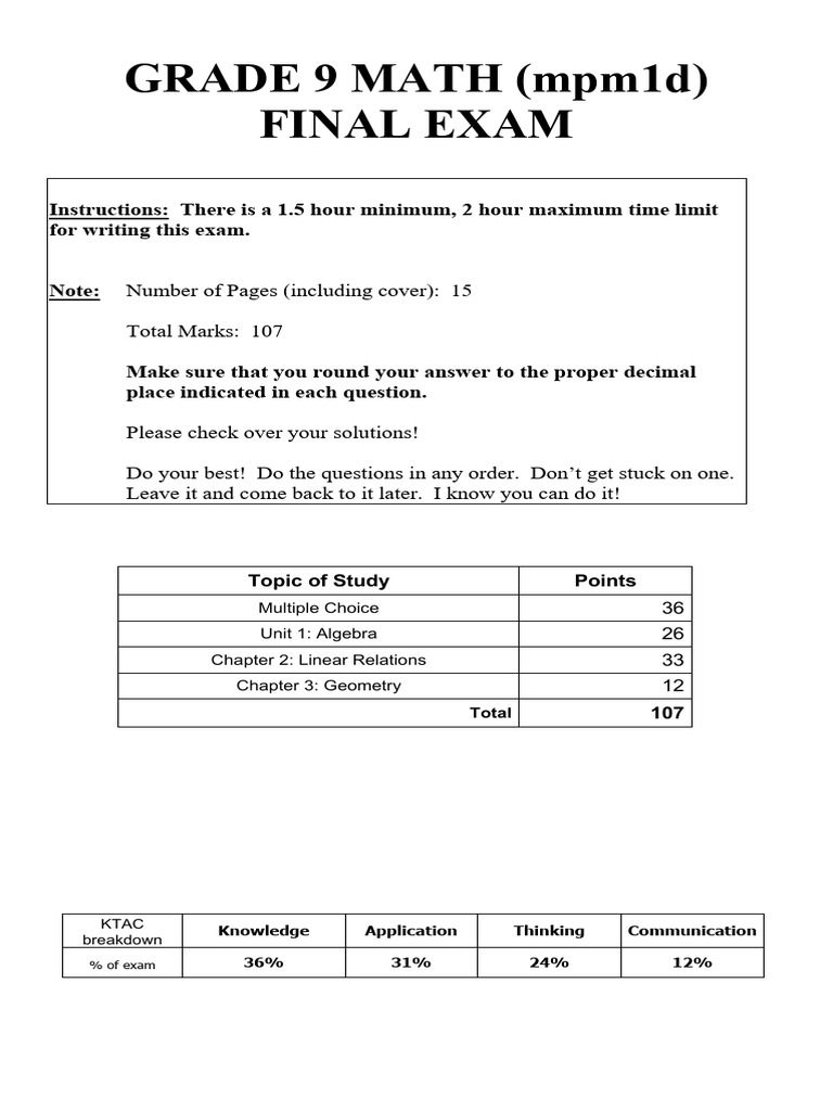 GR 8 Final Exam For Ava | PDF