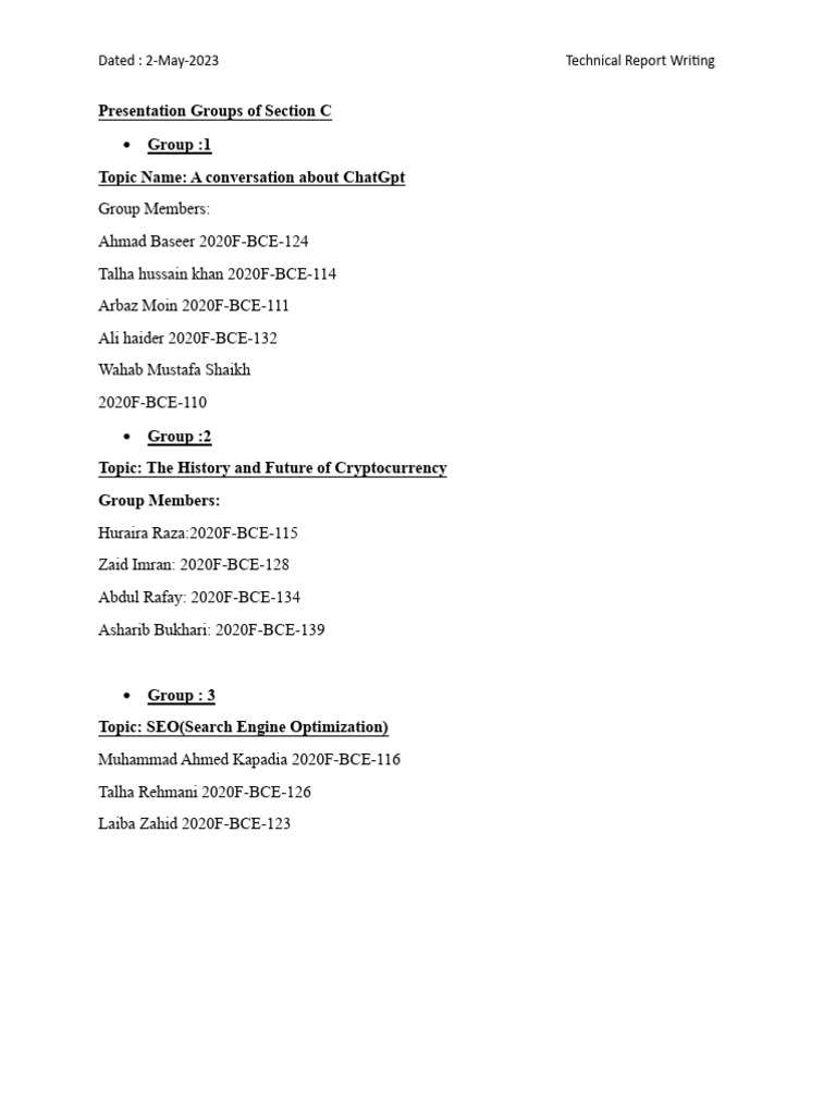 Presentation Groups of Section 3 | PDF