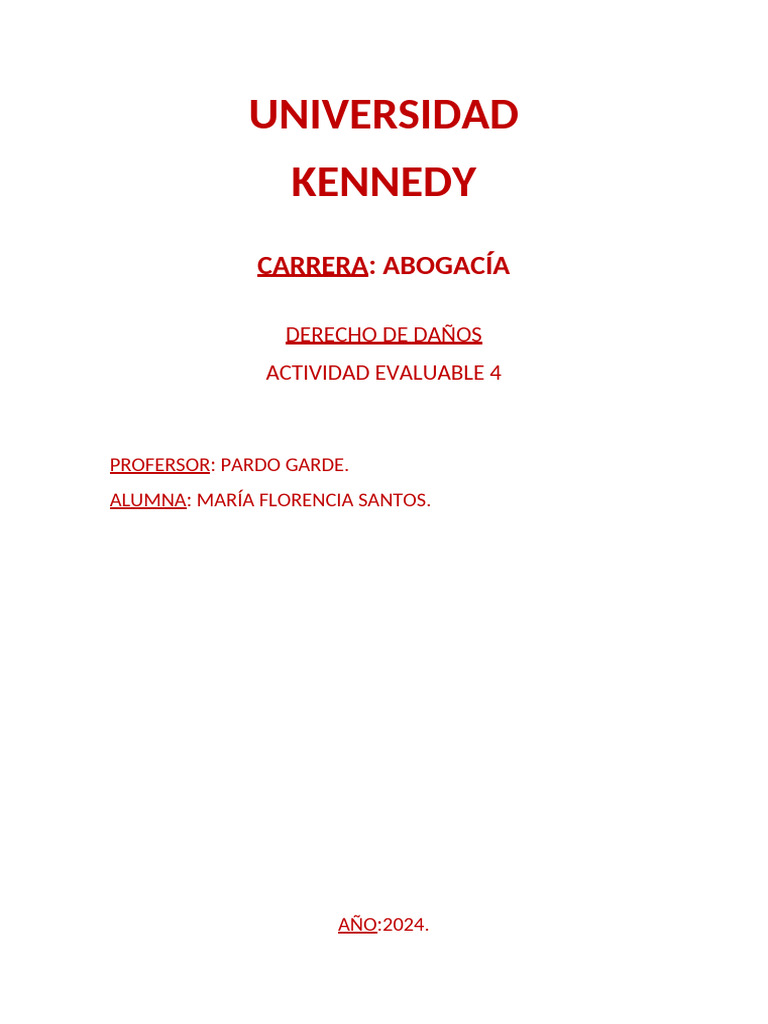 Actv 4 Derecho de Daños | PDF | Daños y perjuicios | Ley común