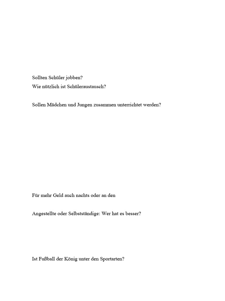 B1 GoetheZertifikat Themen Sprechen | PDF