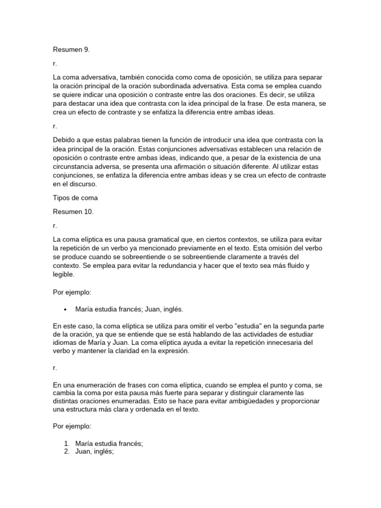 Donde va la coma resumen 5 | PDF