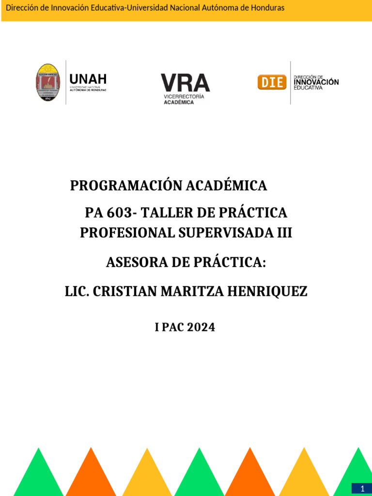 Programación Académica - Taller de Práctica Profesional Supervisada III - Presencial - I PAC ...