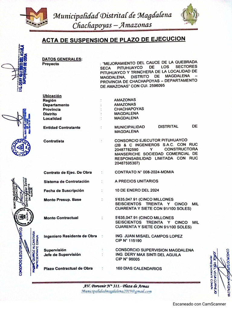 Acta de Suspension de Plazo de Ejecucion | PDF