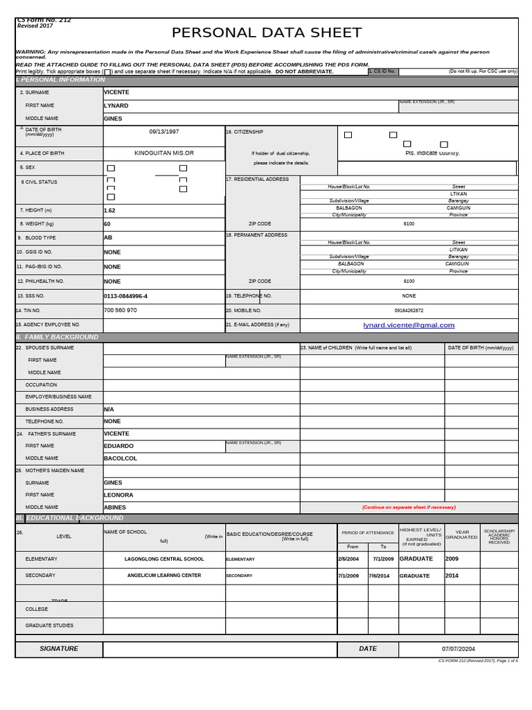 Pds Virtudez Sample | PDF
