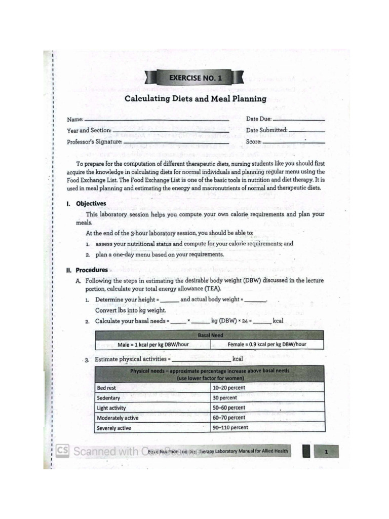 Worksheet For Nutri | PDF