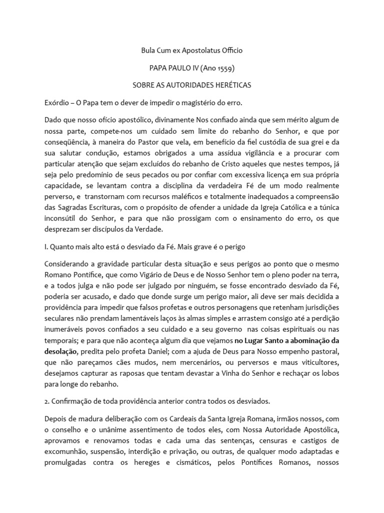 Bula Cum Ex Apostolatus Officio | PDF