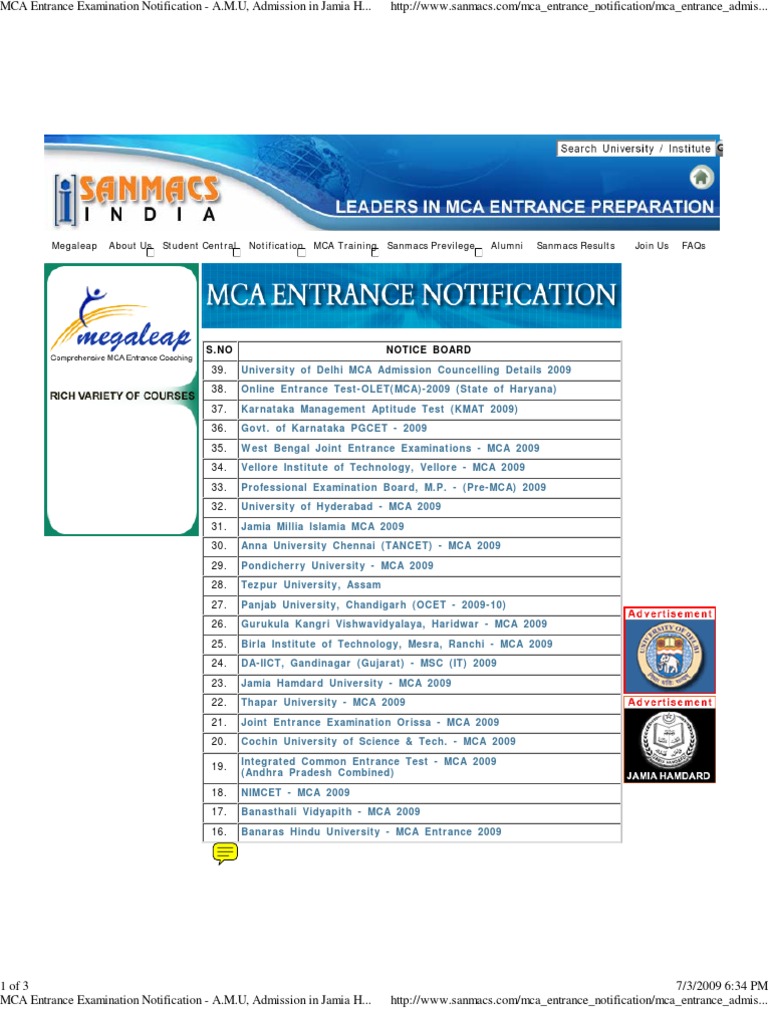 List of MCA Entrance Exams | PDF | Nuclear Power