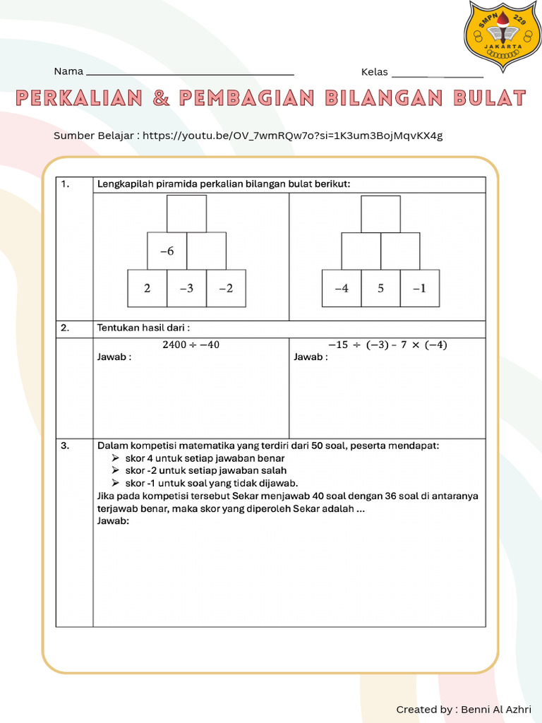 Perkalian Dan Pembagian Bilangan Bulat | PDF