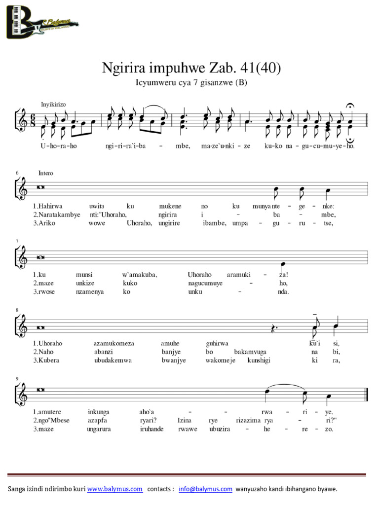 Ngirira Impuhwe Zab 41 (40) Icyumweru Cya 7 Gisanzwe (B) | PDF