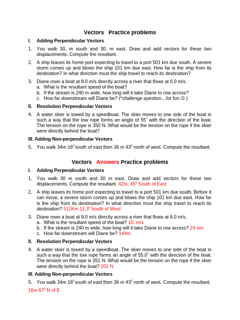 Answers To Vector Practice | PDF | Home & Garden