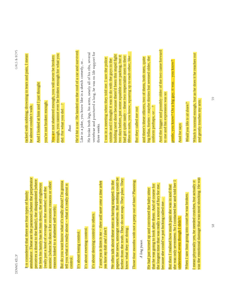 GIRLS AND BOYS MONOLOGUE 5 | PDF