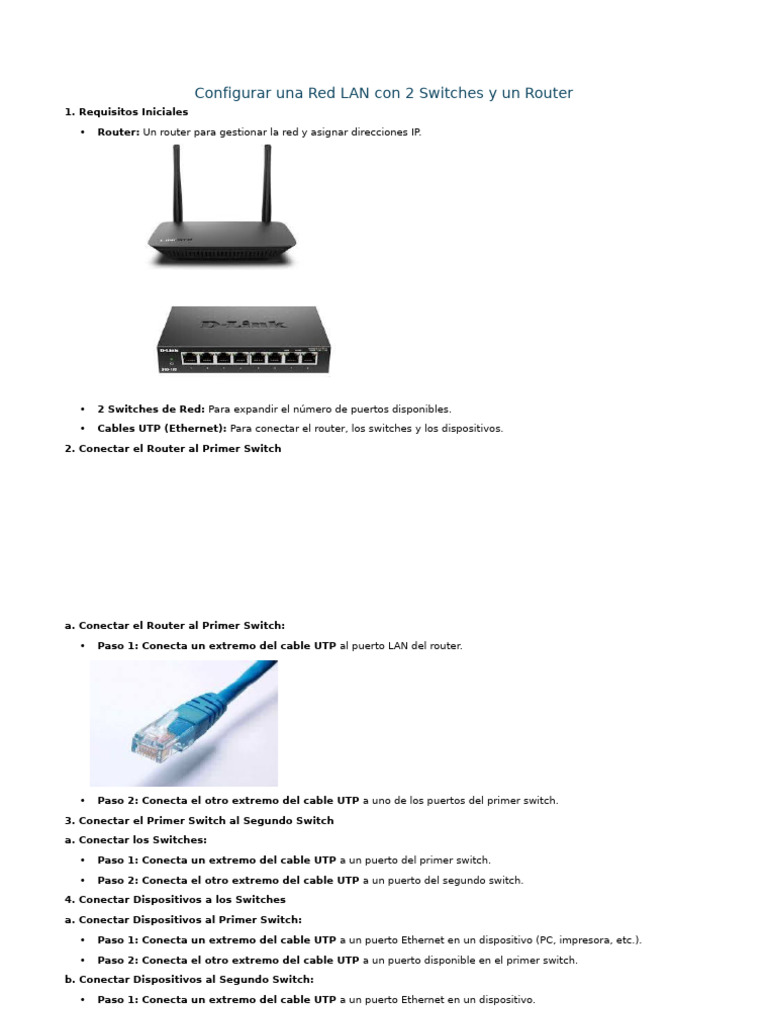 Configurar Una Red LAN Con 2 Switches y Un Router | PDF
