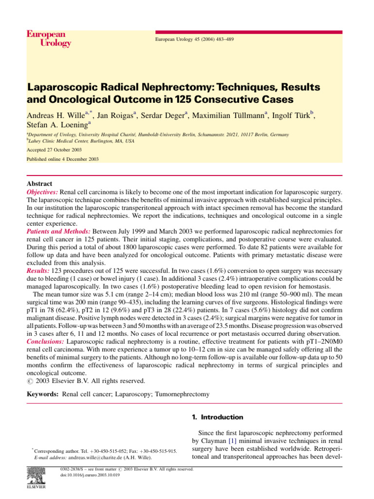Laparoscopic Radical Nephrectomy Techniq | PDF