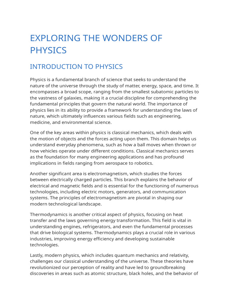 Exploring The Wonders of Physics | PDF
