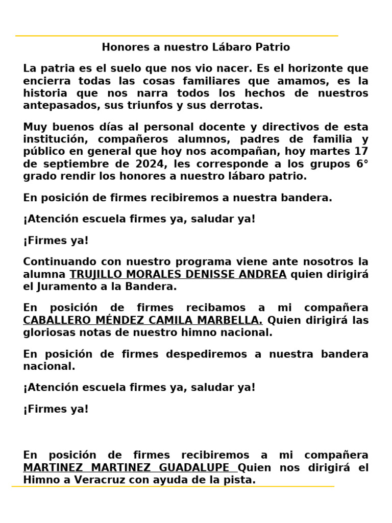 Honores A Nuestro Lábaro Patrio | PDF | México | Viajes y turismo