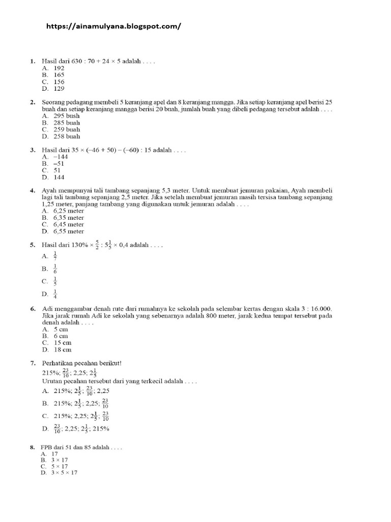Ujian Sekolah Raysa 2024 | PDF
