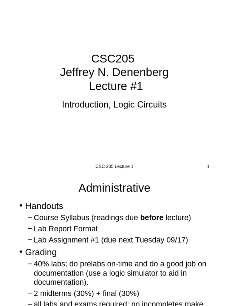 CSC205 Lec 01 | PDF | Logic Gate | Cmos