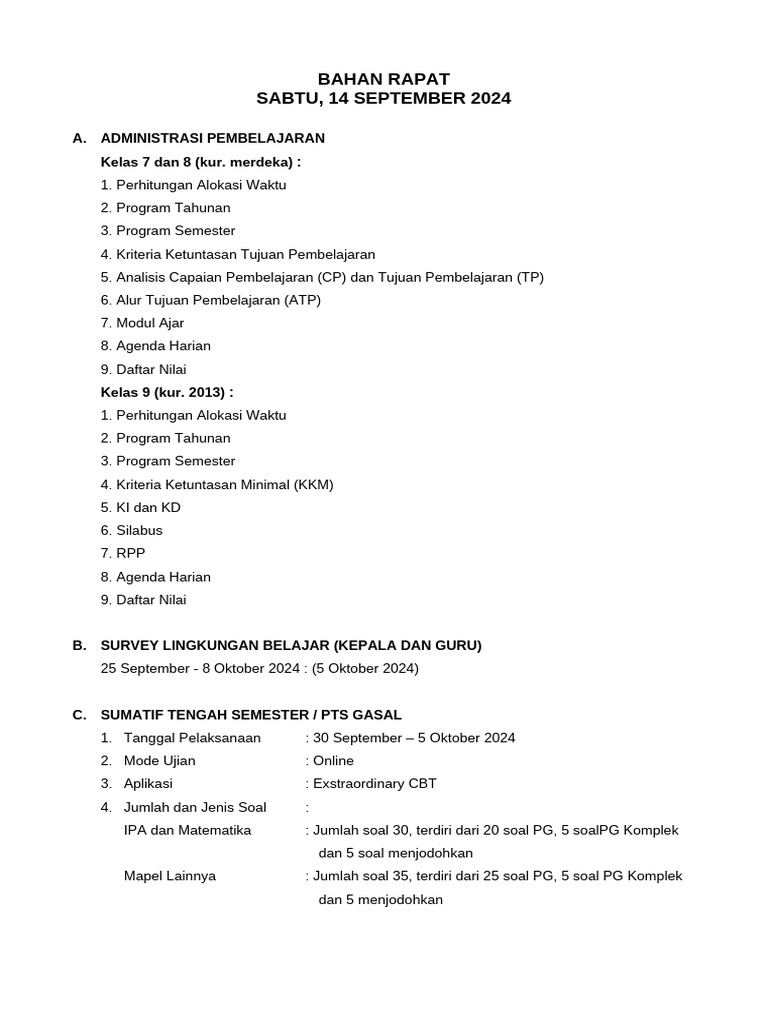 Bahan Rapat 14 September 2024 | PDF
