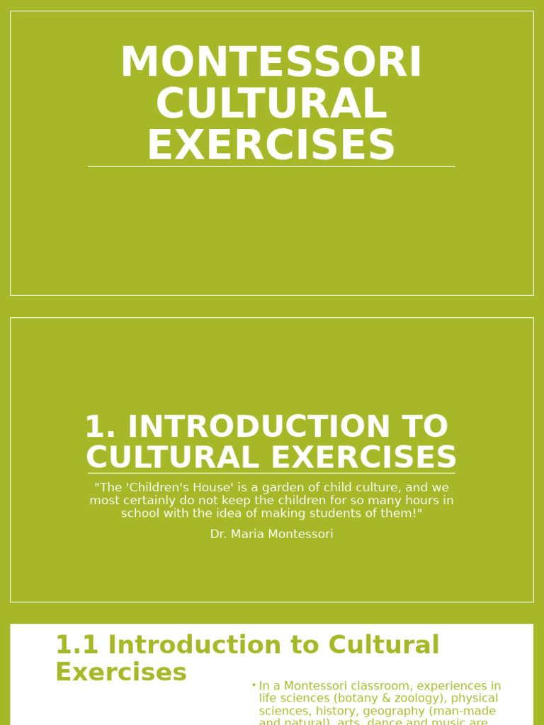 Montessori CULTURAL Exercises - Draft1 | PDF