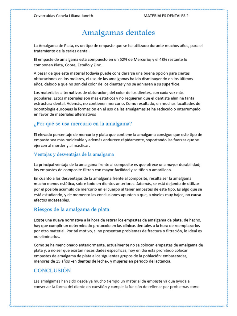 Amalgamas Dentales | PDF | Rieles | Ciencia y matemáticas