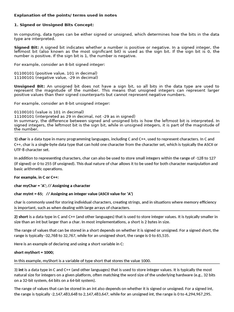 Understanding Signed vs Unsigned Integers | PDF | Integer (Computer ...