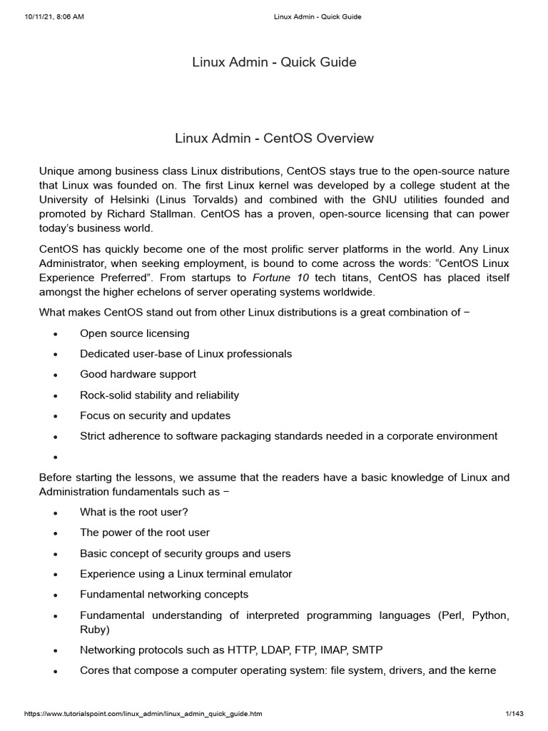 Linux CentOS - Quick Guide | PDF
