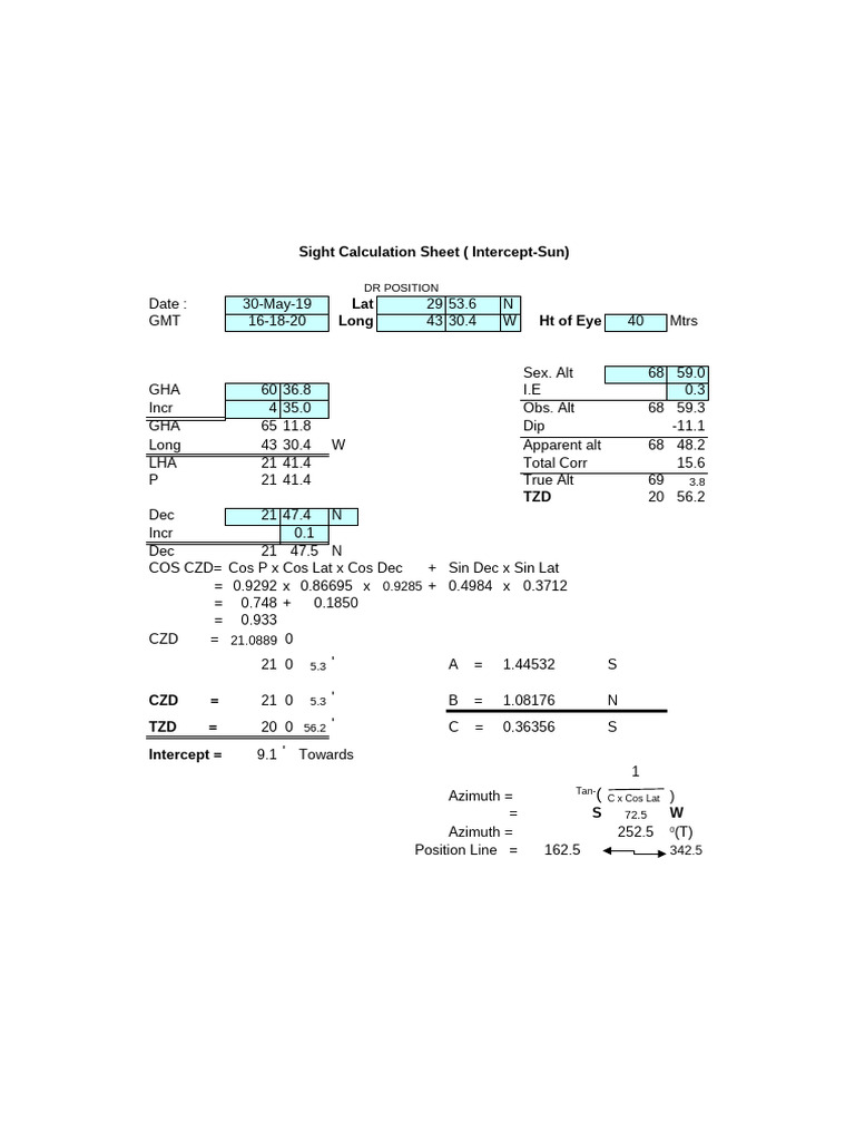 Sight Calculation_124401 | PDF
