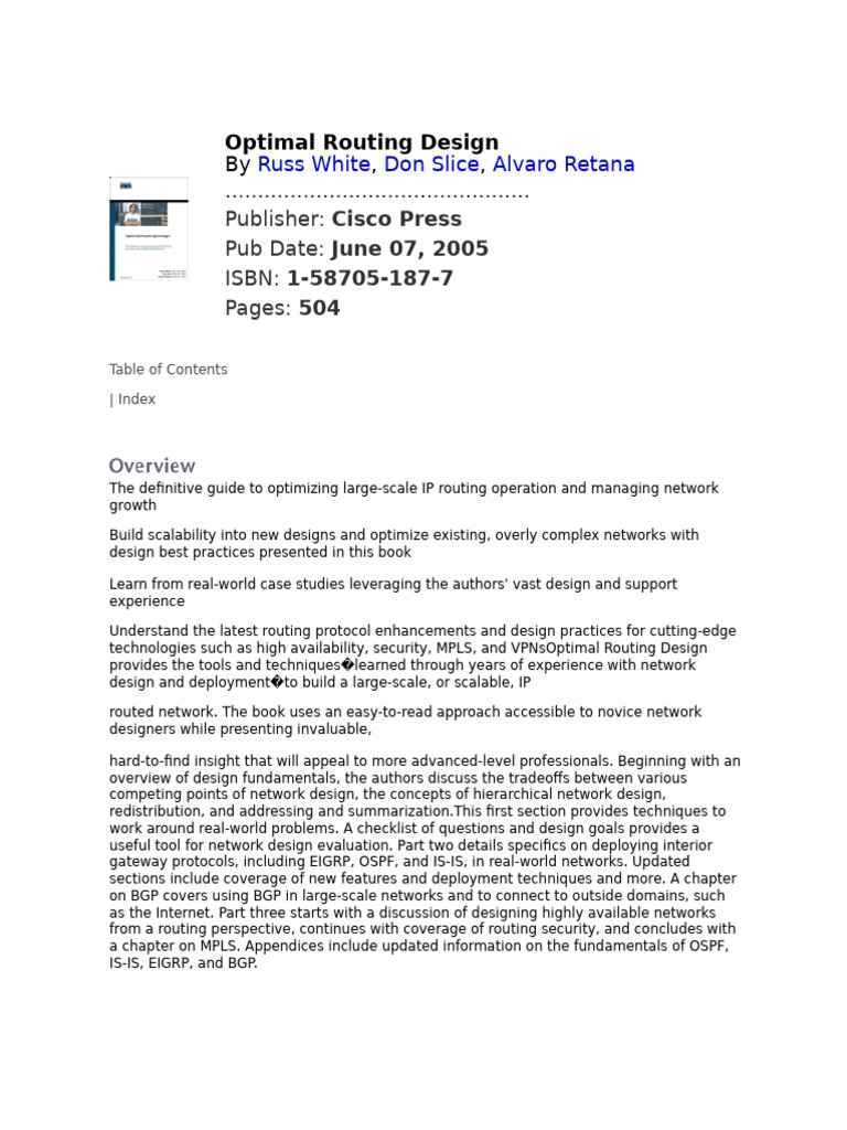 (EC4785 Textbook) Optimal Routing Design | PDF