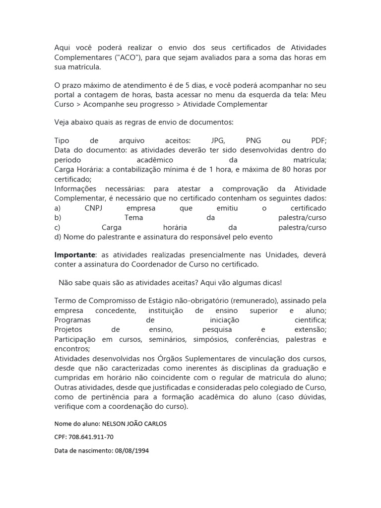 Atividades Complementares | PDF