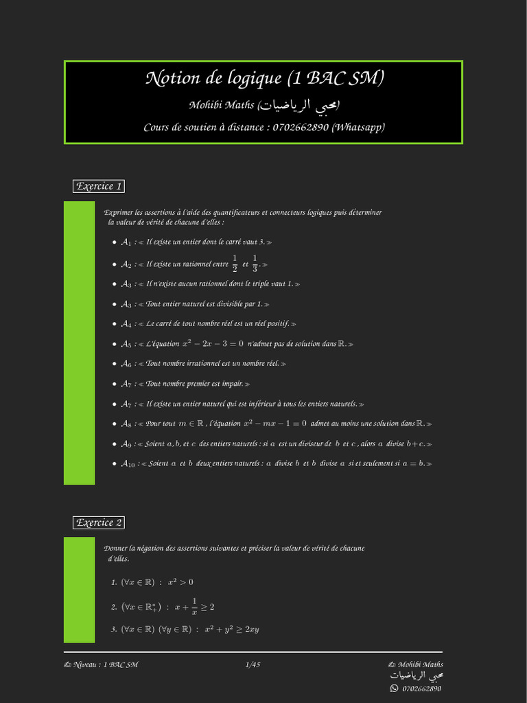 Notion de Logique 1bac SM-Version-Finale-2 | PDF