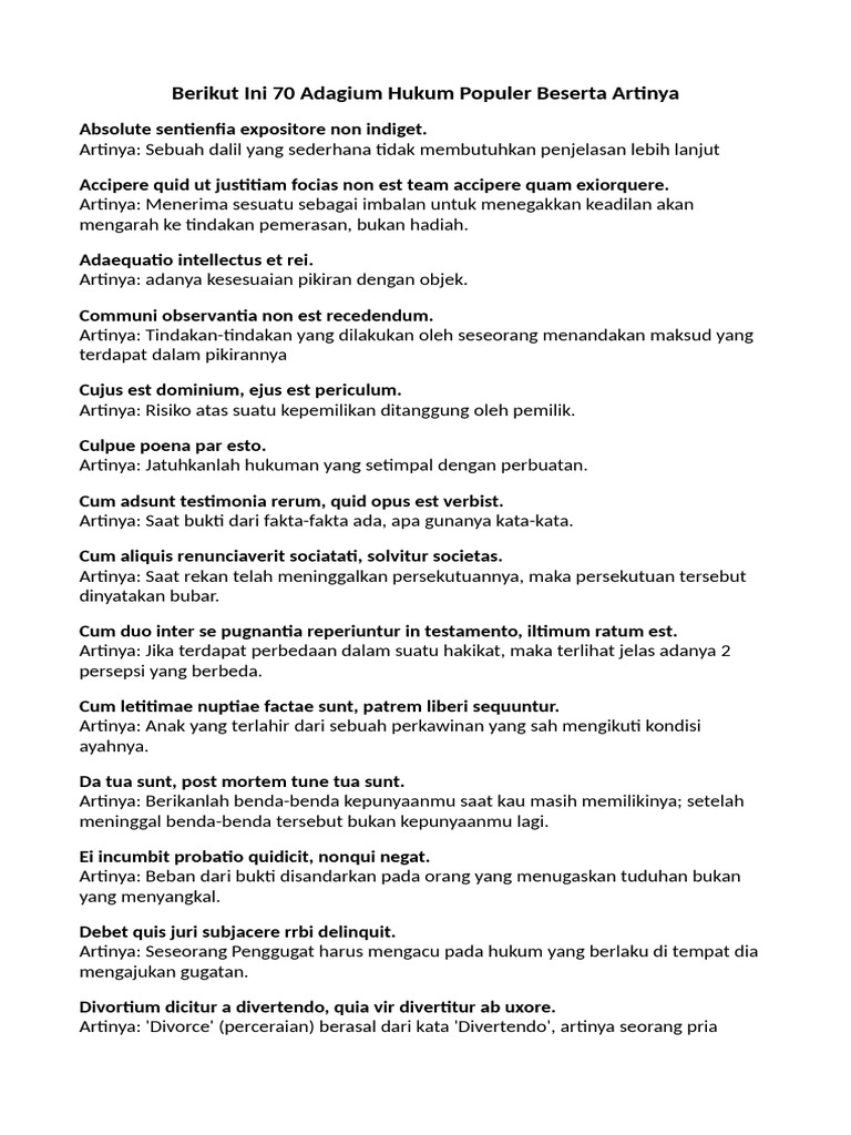 70 Adagium Hukum | PDF