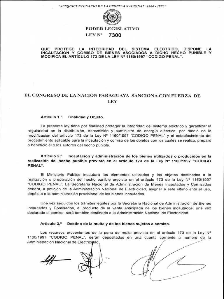 Ley 7300 - Que Protege La Integridad Del Sistema Electrico | PDF