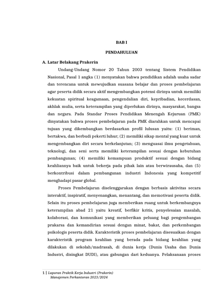 ISI - LAPORAN - BAB - 1,2,3 - AGUS Sugiyanto | PDF