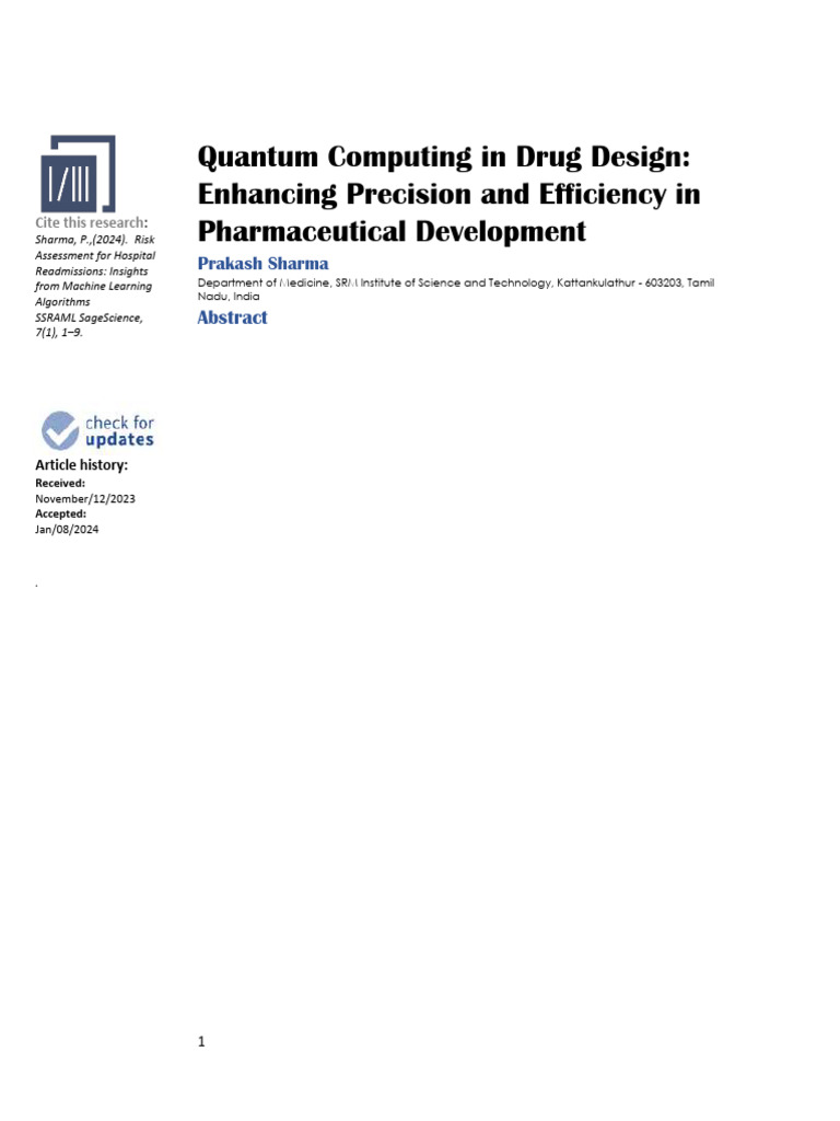 Quantum Computing in Drug Design Enhancing Precision and Efficiency in ...