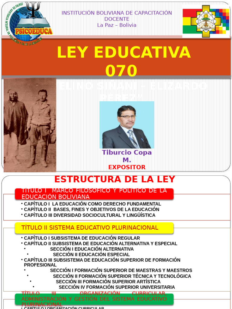 Ley Educativa 070 | PDF