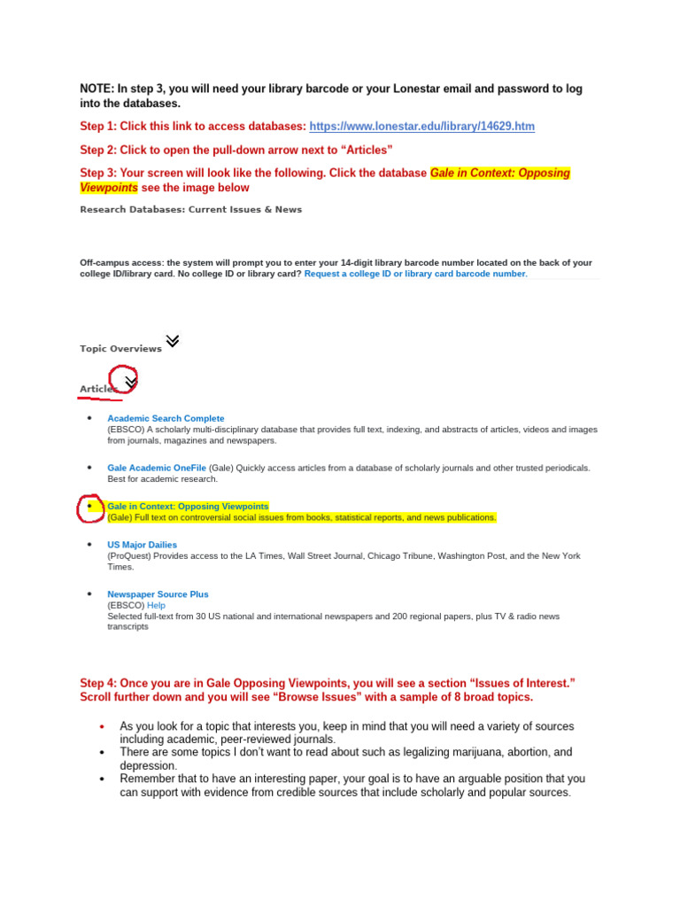 Directions For Gale Opposing Viewpoints | PDF