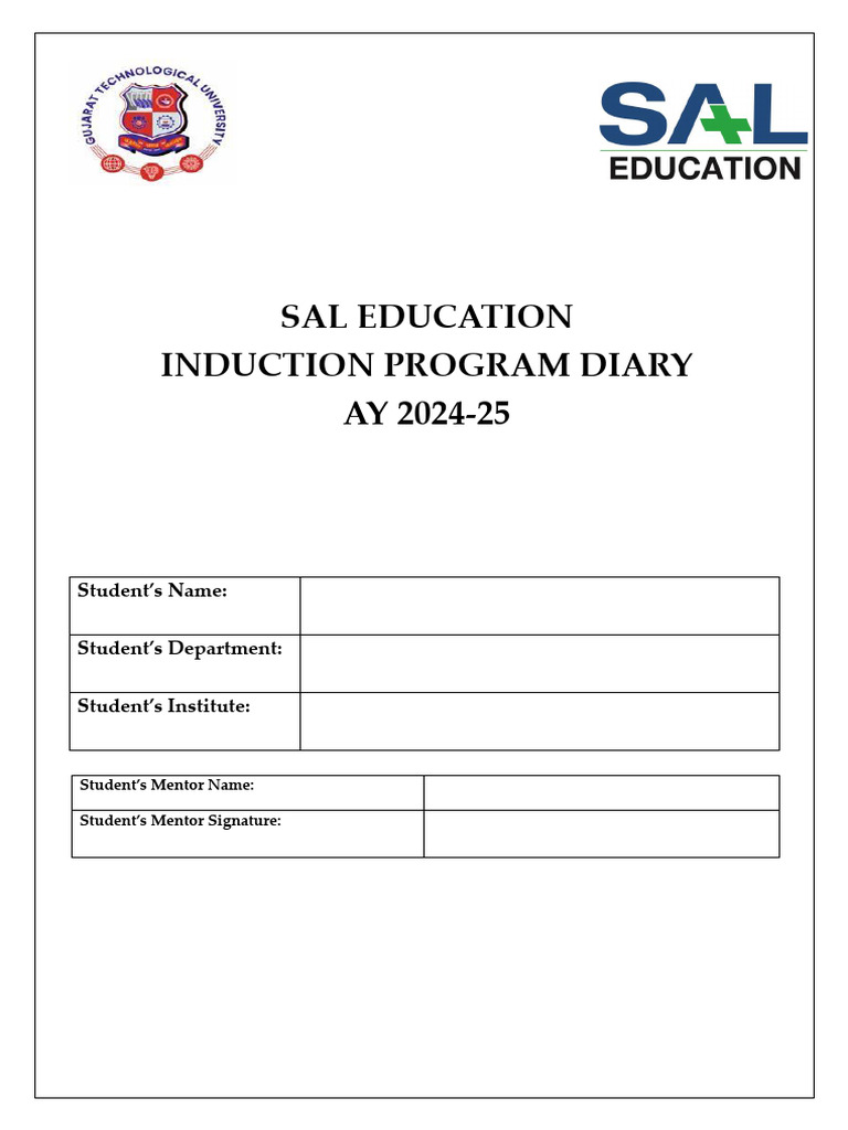 Gtu Induction Diary Format June | PDF