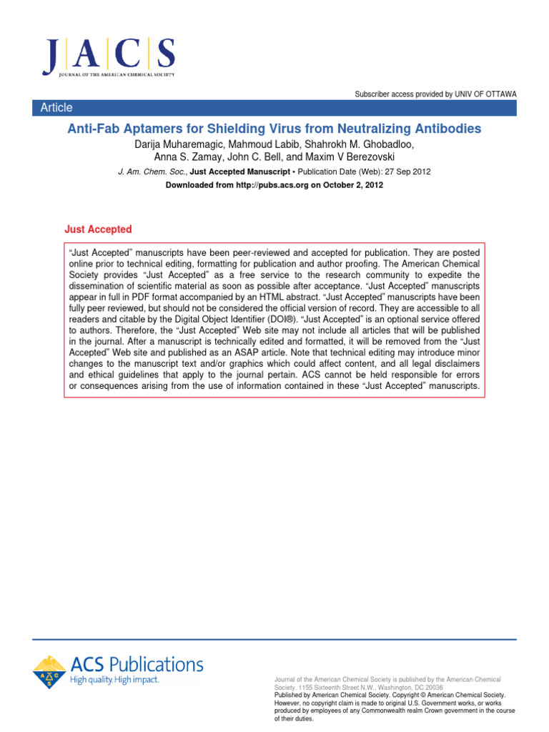 Anti Fab Aptamers For Shielding Virus FR | PDF | Polymerase Chain ...