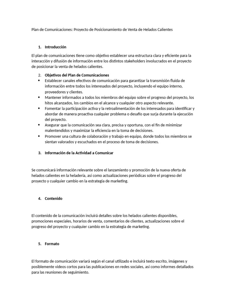 Plan de Comunicaciones | PDF