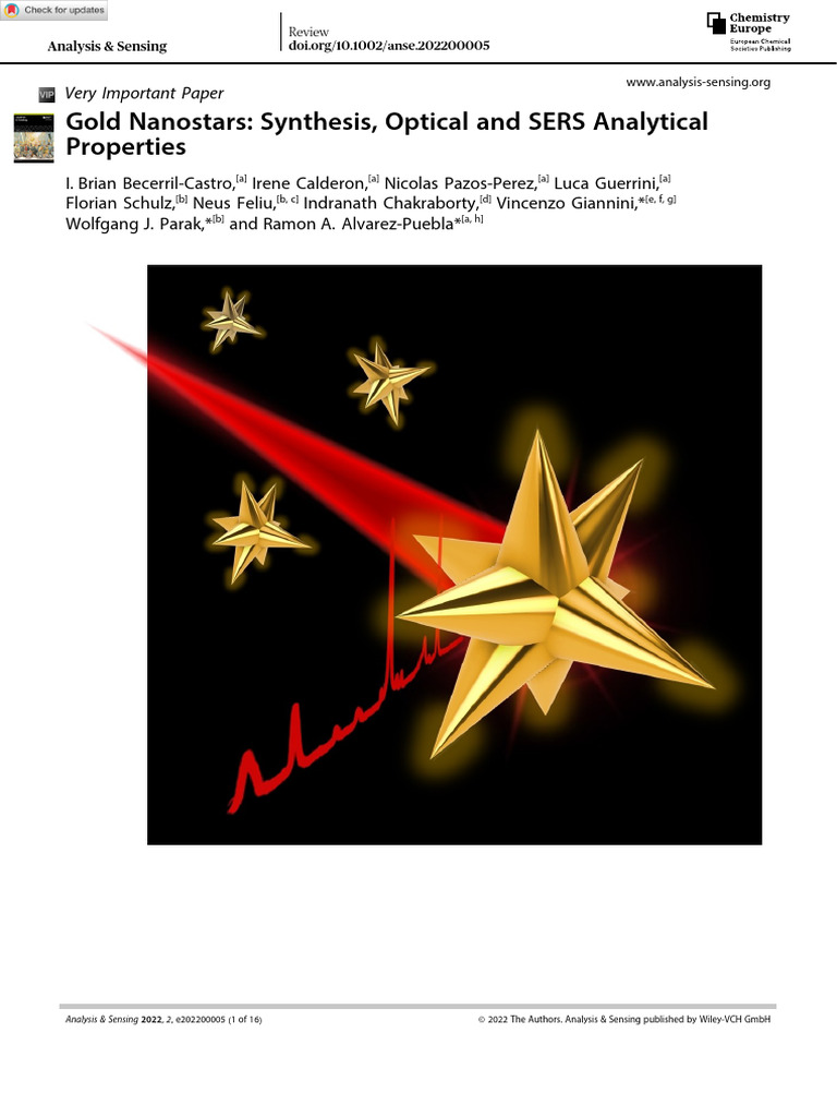 Gold Nanostars Synthesis, Optical and SERS Analytical Properties | PDF
