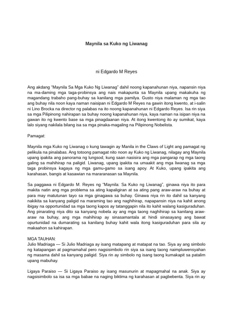 Maynila Sa Kuko NG Liwanag | PDF