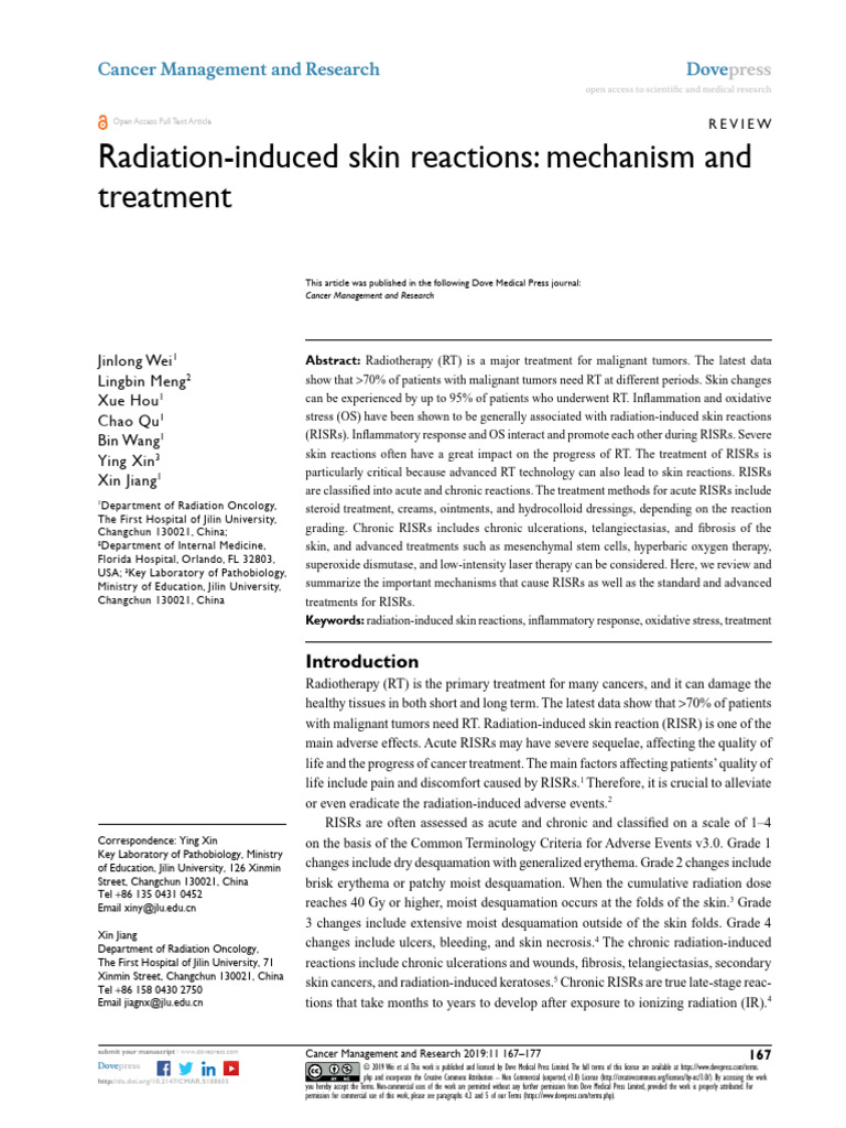B1. WEI, 2018 WEI, J Et Al. Radiation-Induced Skin Reactions Mechanism ...